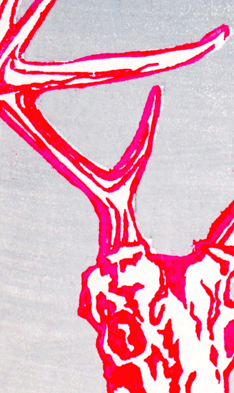 Neon Antlers Archival Print of My Original Woodblock Print - Etsy