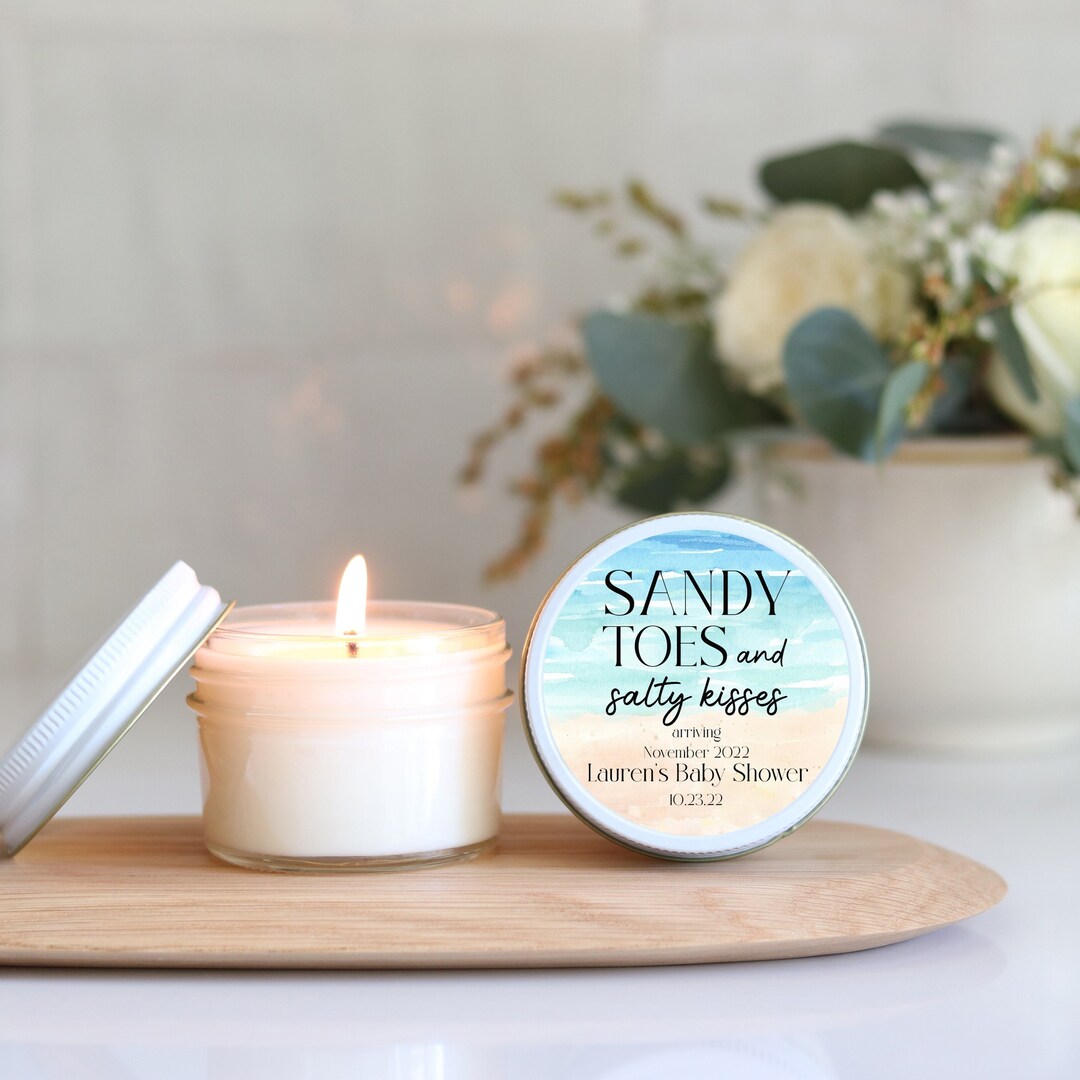 Personalized Baby Shower Favor Candles: Sandy Toes, Soy Wax - Etsy