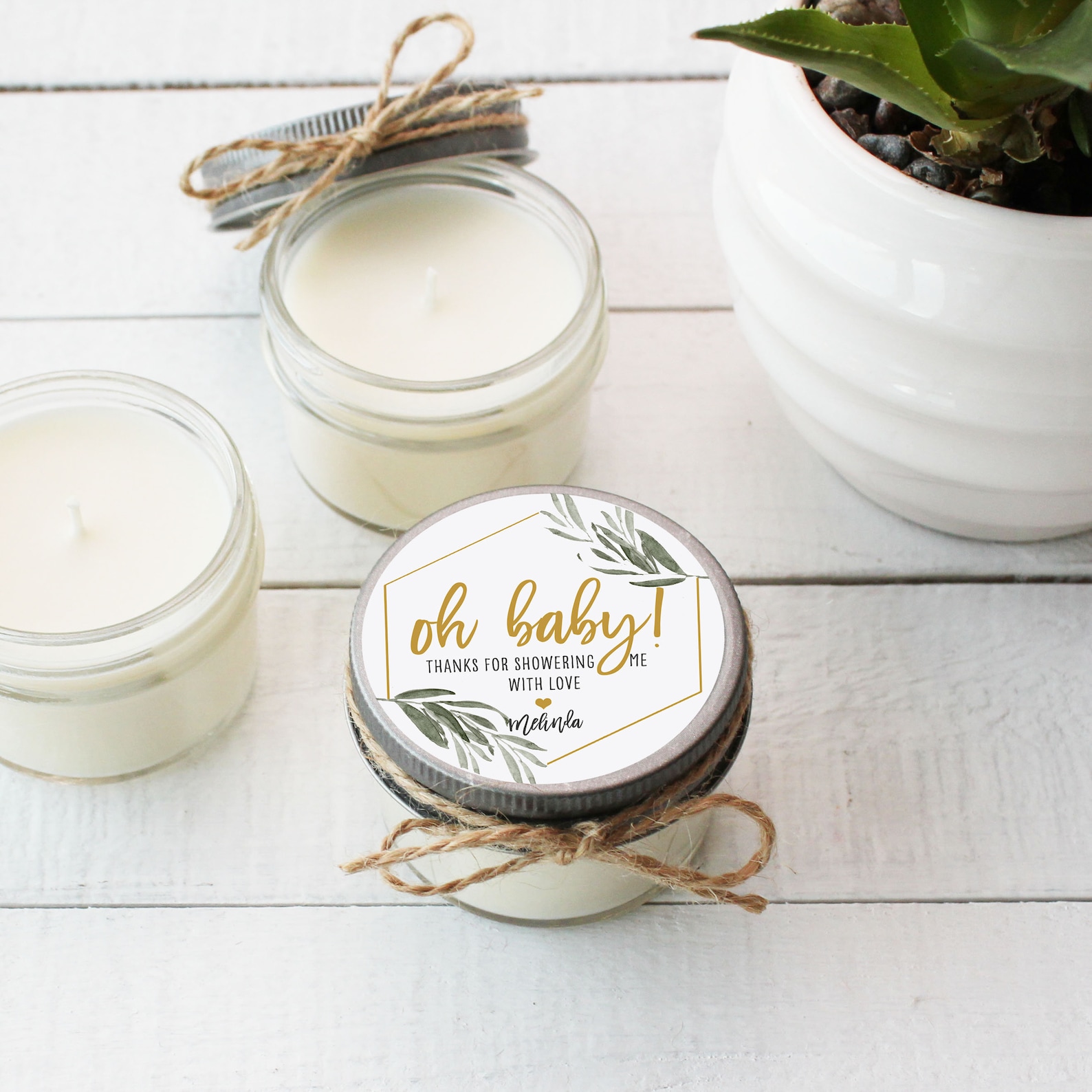 Baby Shower Favor Candles Oh Baby Minimalist Label Design - Etsy