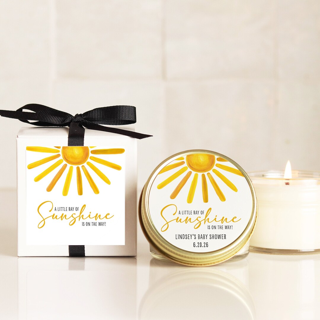 Sunshine Baby Shower Favor Candles: Personalized Soy Wax - Etsy