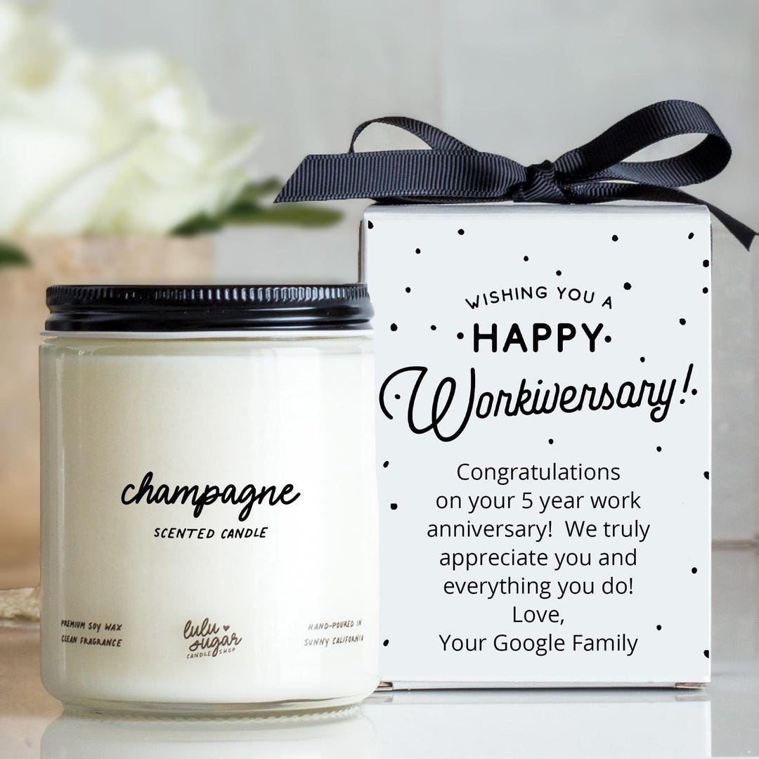 Work Anniversary Gifts, Workiversary Gift Candles, Personalized Candle ...