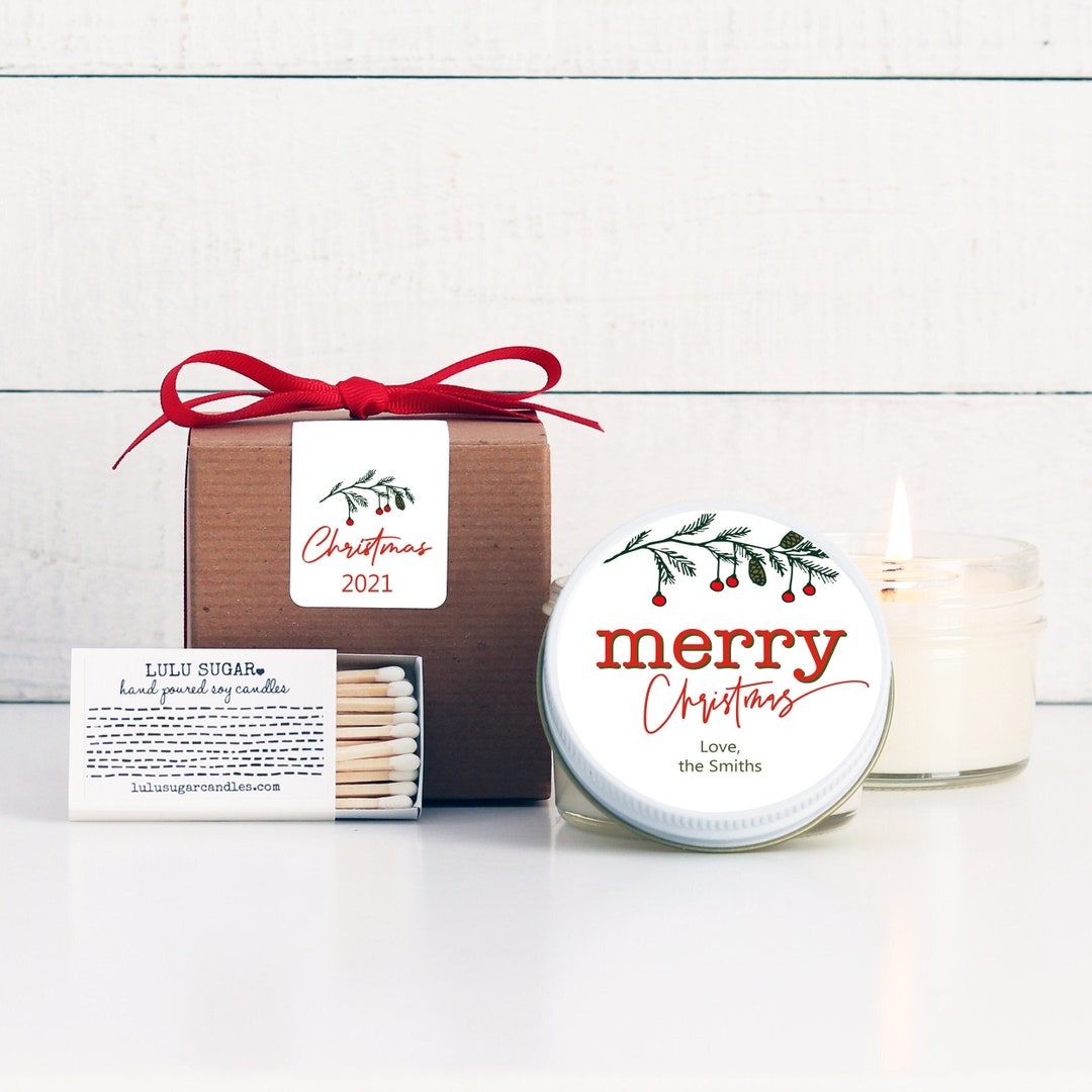Christmas Candle Favors Merry Christmas Label Design Soy Candle ...