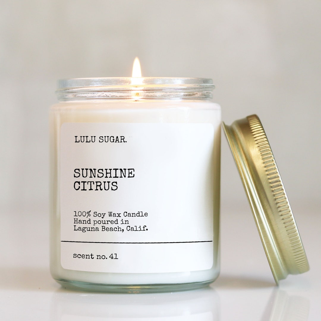 Sunshine Citrus Scented Soy Candle: Orange, Lemon, Grapefruit - Etsy