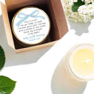 Personalized Prayer Poem Candle: Blue Bow Baby Shower Favors - Etsy