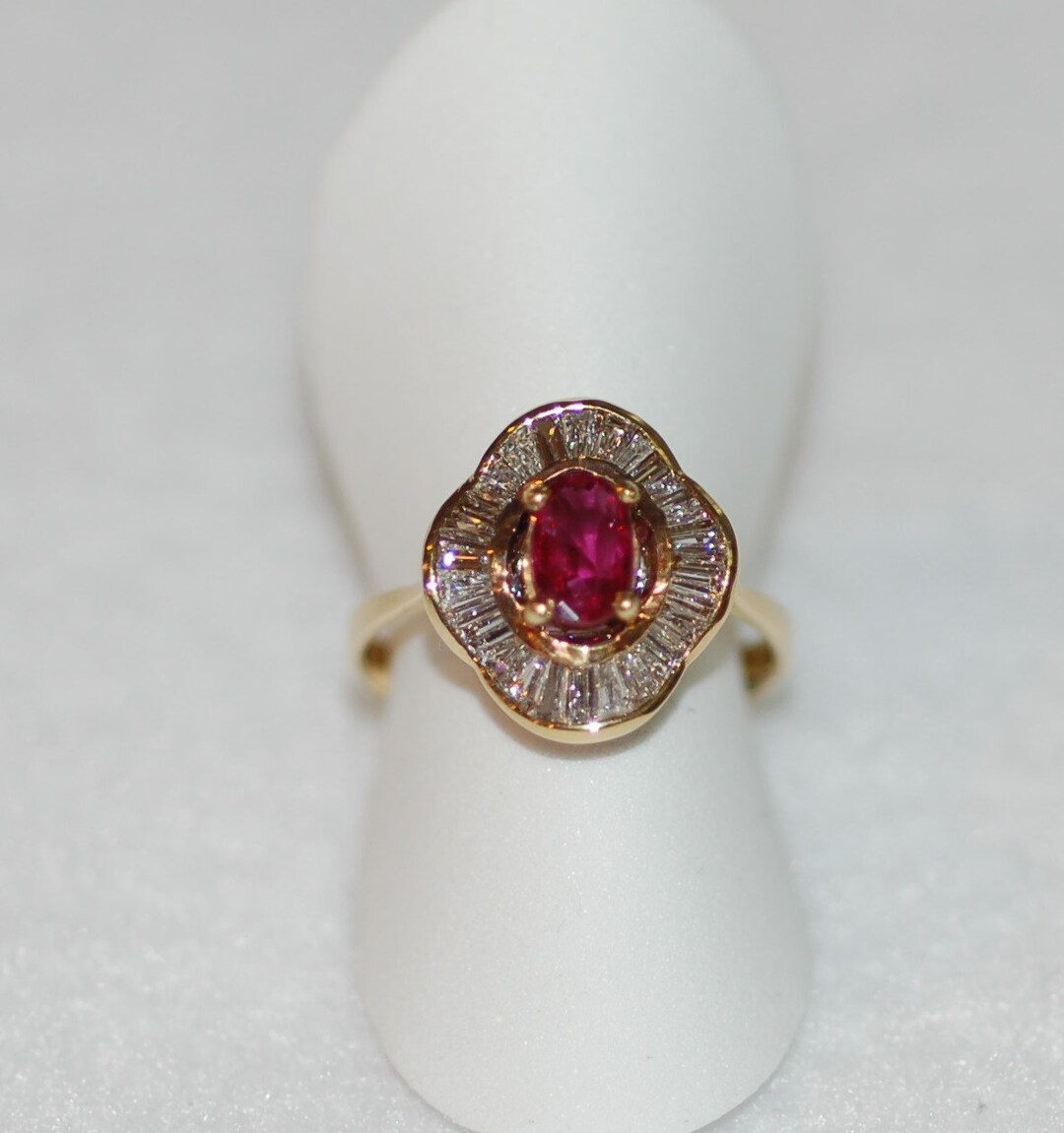 Ruby and Diamond Baguette Ring - Etsy