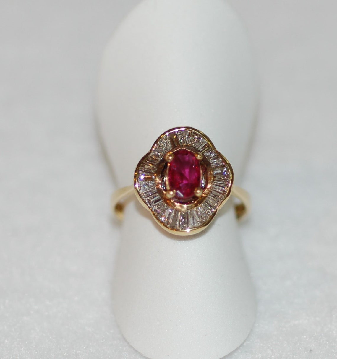 Ruby and Diamond Baguette Ring - Etsy
