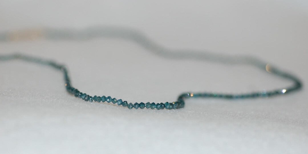 Teal Colored Diamond Beads Rivière Gold Necklace - Etsy