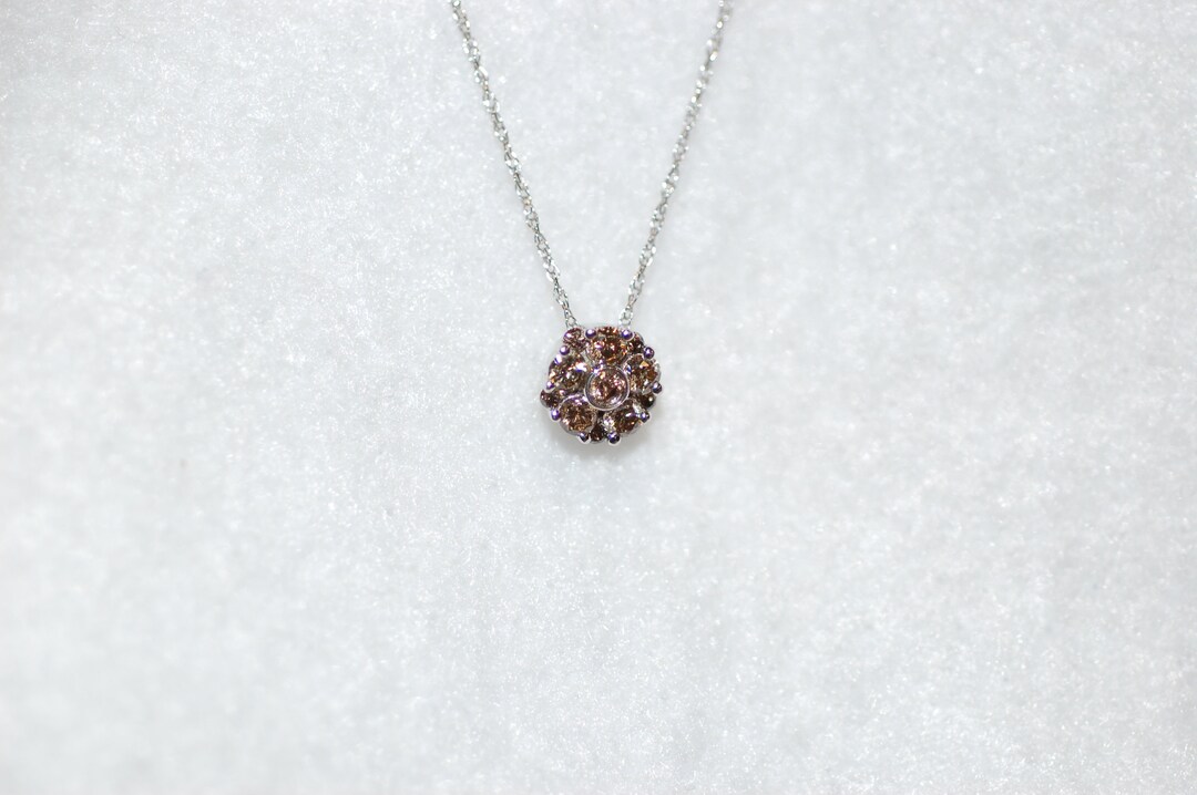 Coco Diamond Flower 18K White Gold Necklace - Etsy