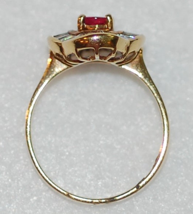 Ruby and Diamond Baguette Ring - Etsy