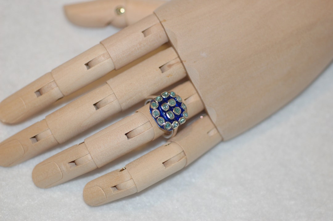 Blue Diamond Domino Enamel Ring - Etsy