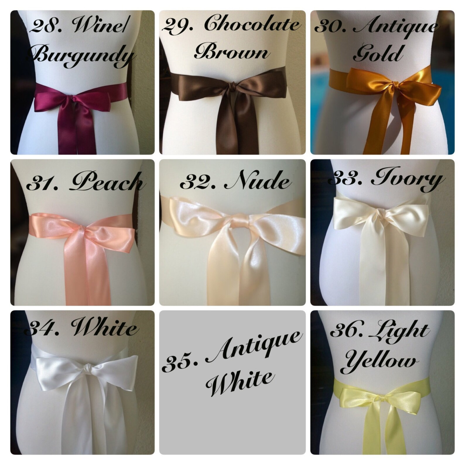 Sash Samples Samples of Double Face Satin Ribbons 1.5 or - Etsy