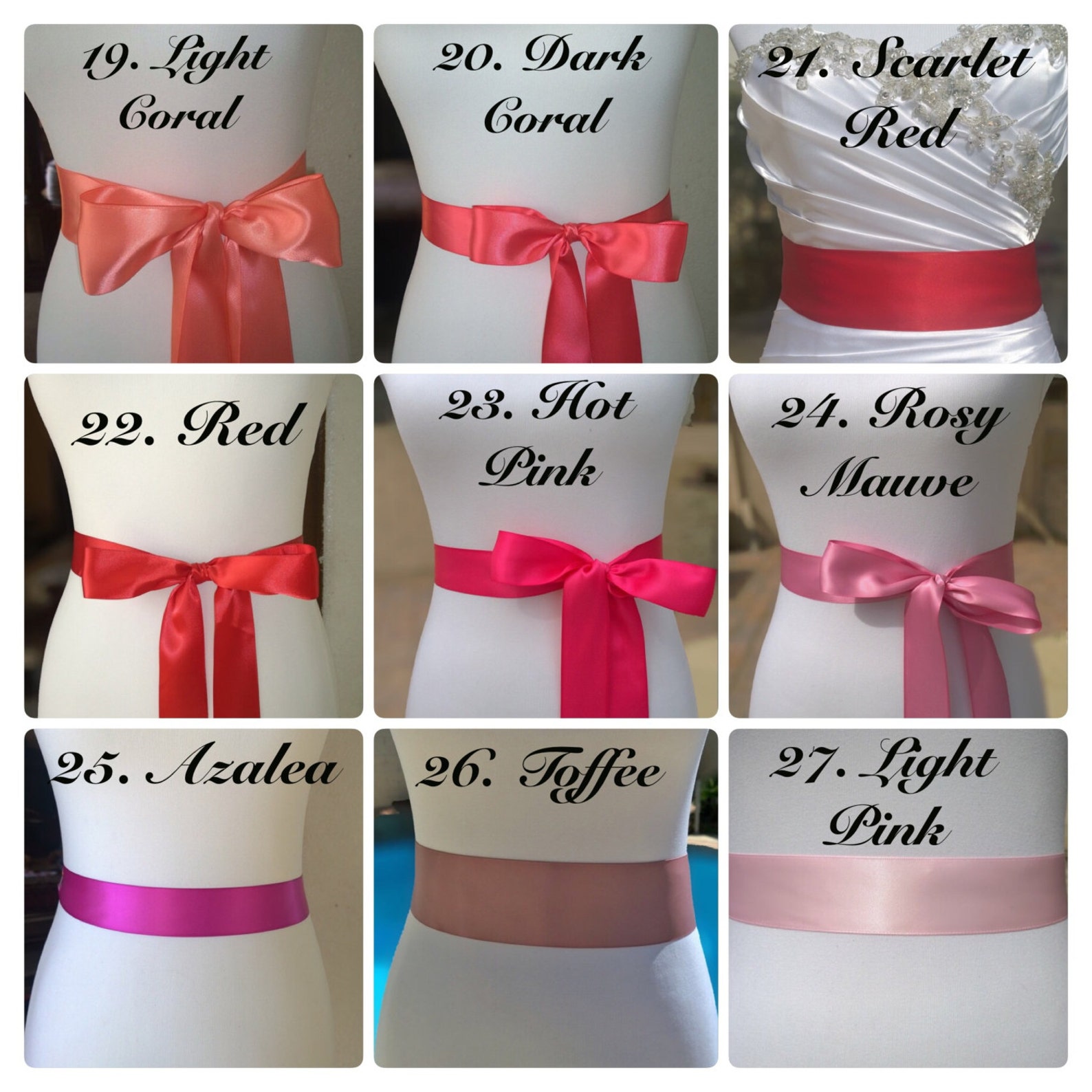 Sash Samples Samples of Double Face Satin Ribbons 1.5 or - Etsy