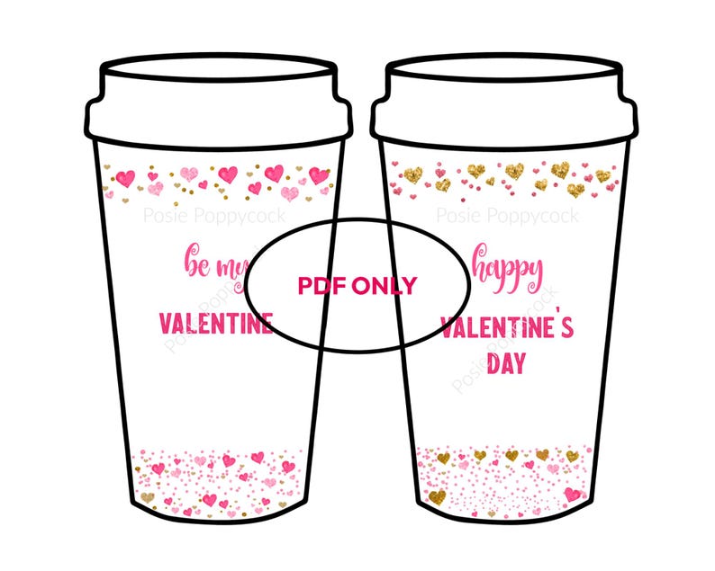 Printable Cup Cozy Template | Packaging | Valentine Crochet Coffee Cup ...