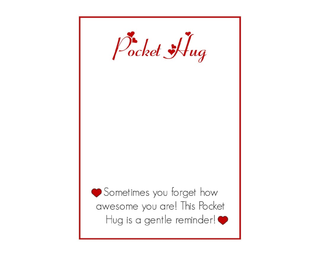 Pocket Hug Cards Printable, Pocket Hug Heart, Pocket Hug Tags, Crochet ...