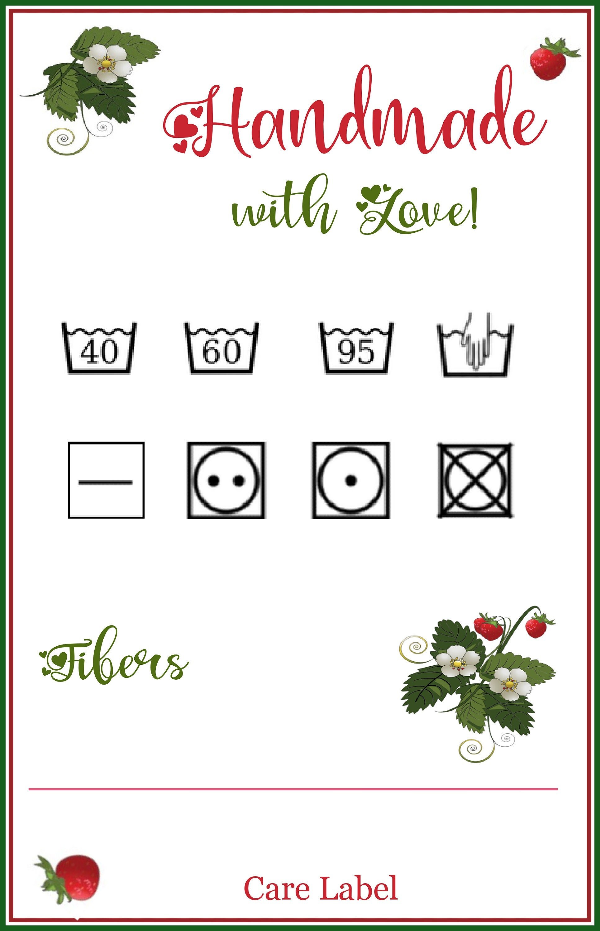 PRINTABLE Handmade Care Tags & Templates TWO Downloadable | Etsy