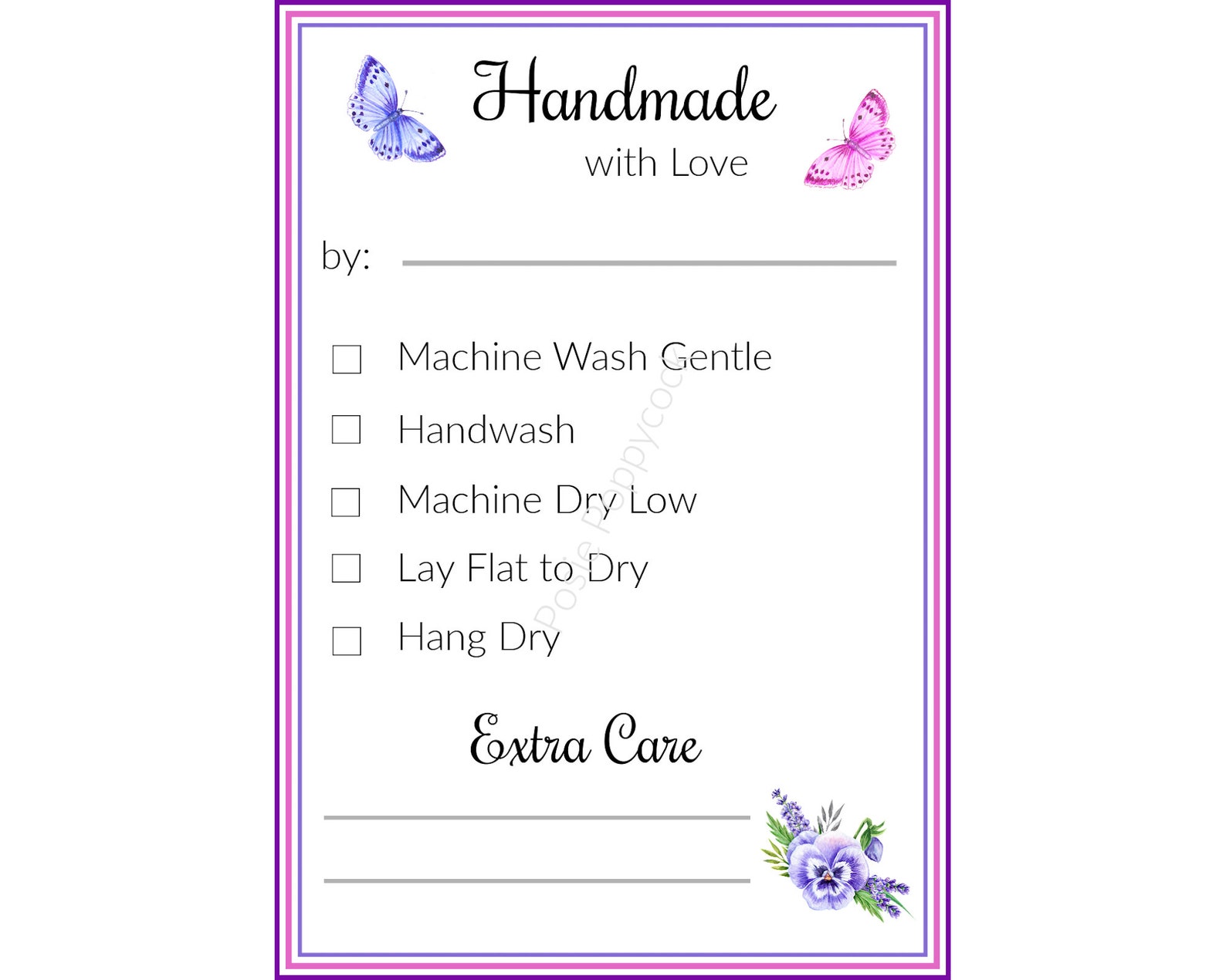 Handmade Care Instruction Tags | Crochet Care Instructions Tag ...