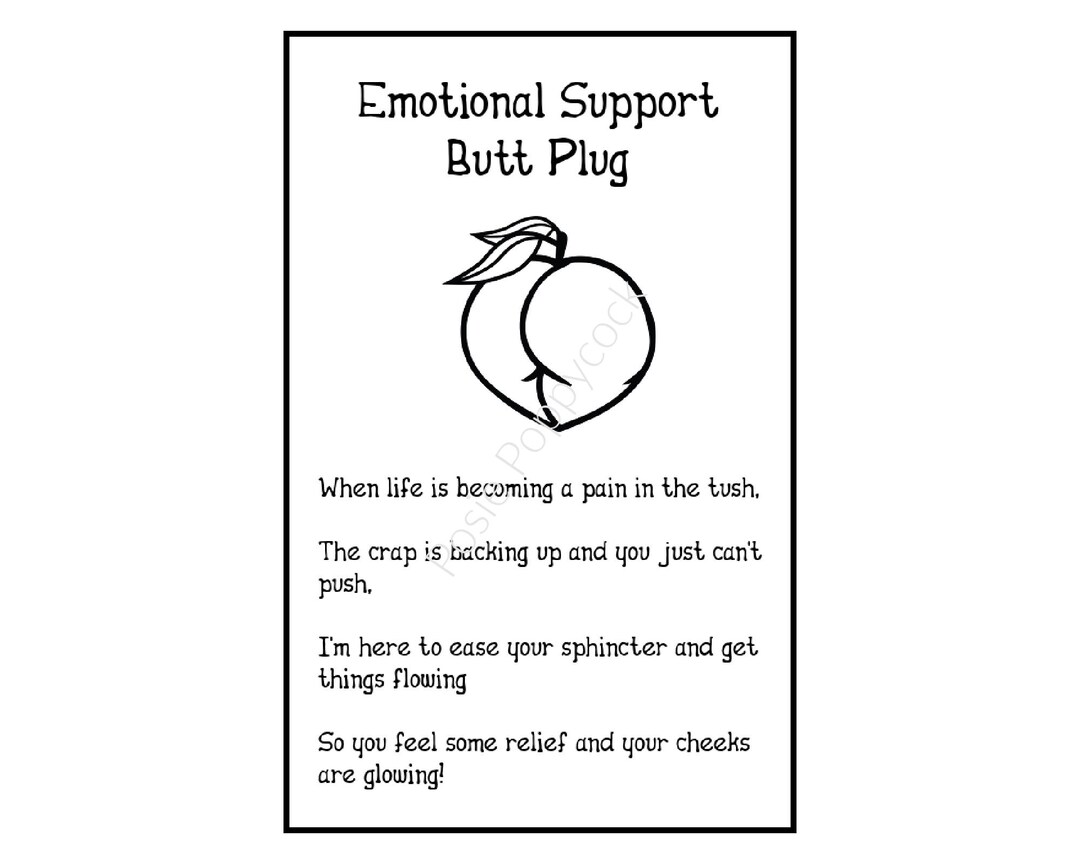 Butt Plug Printable Tags, Handmade Labels, Emotional Support Cards ...