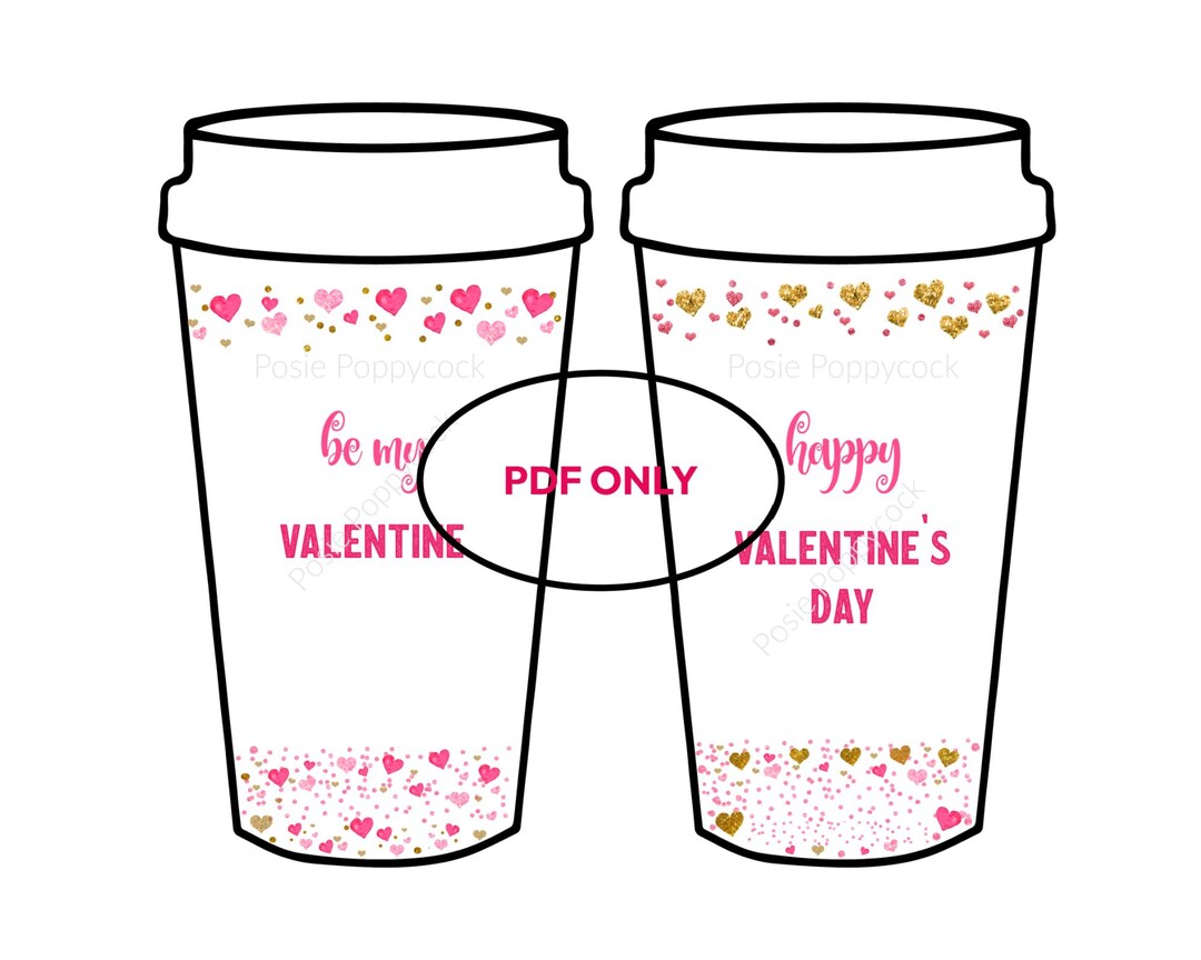 Printable Cup Cozy Template | Packaging | Valentine Crochet Coffee Cup ...