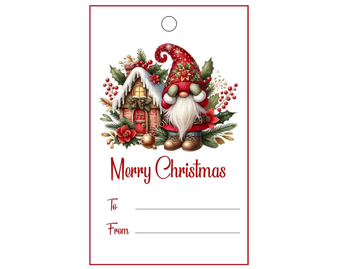 Gnome Christmas Gift Tags | Printable Holiday PDF Set - Etsy
