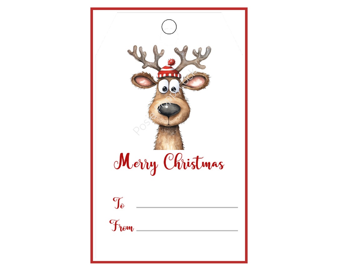 Reindeer Christmas Gift Tags, Set of 8 (PDF) - Etsy
