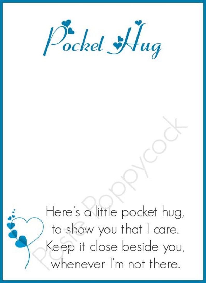Pocket Hug Cards Printable: Heart Tags, 4 Colors (digital PDF Download ...
