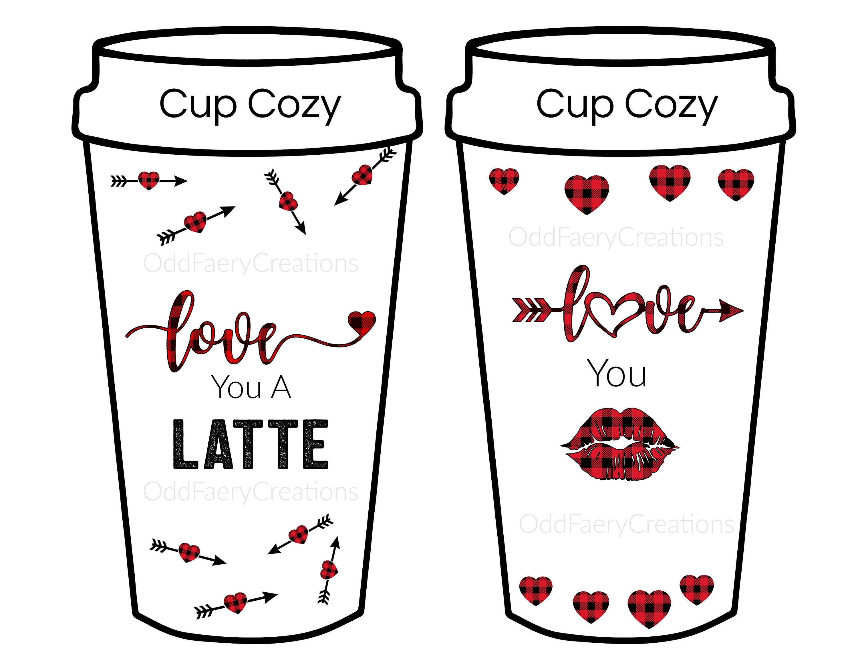 Printable Cup Cozy Template Packaging Buffalo Plaid - Etsy