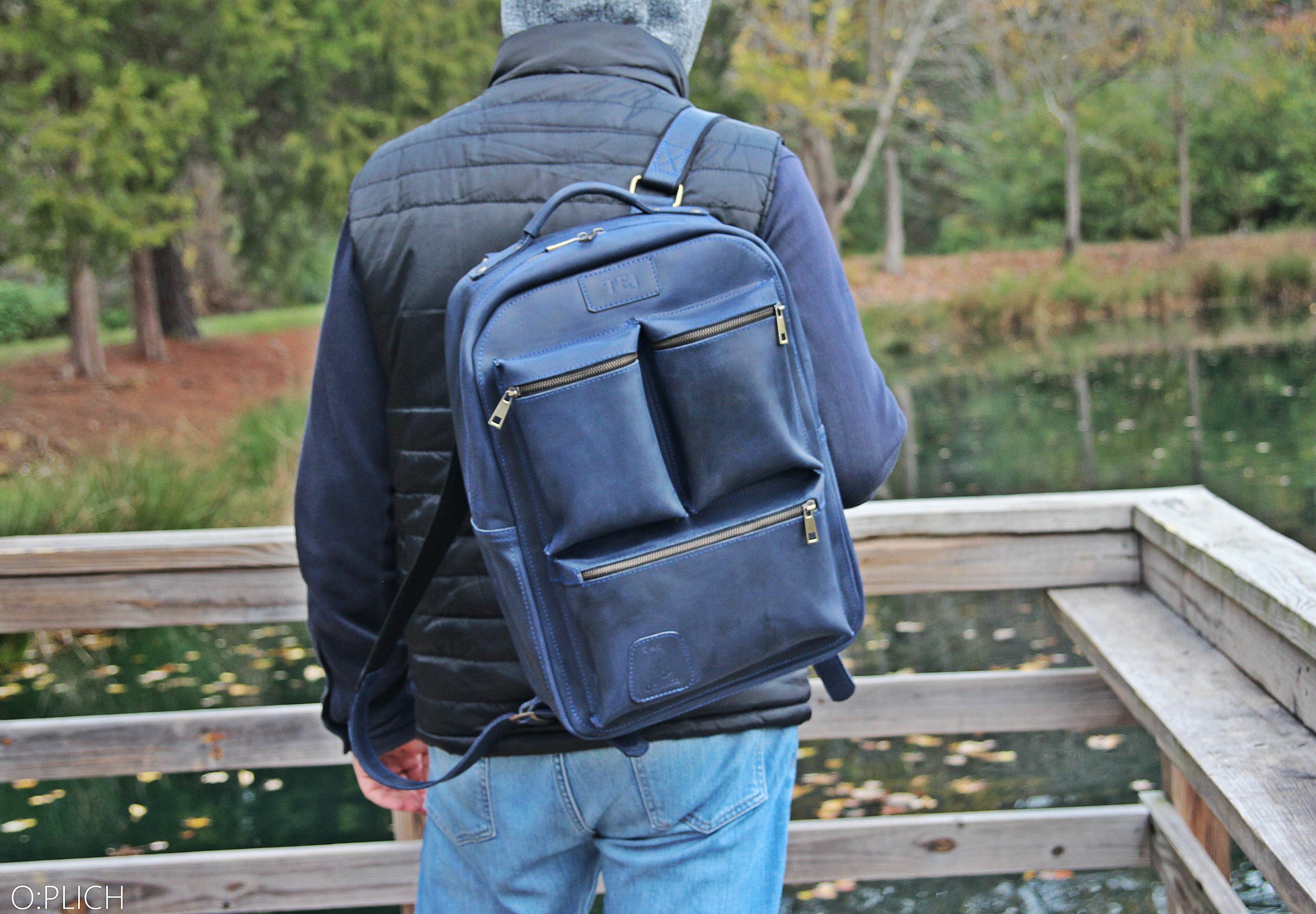 Genuine Leather Laptop Backpack for Men - Travel Backpack - Waxed ...