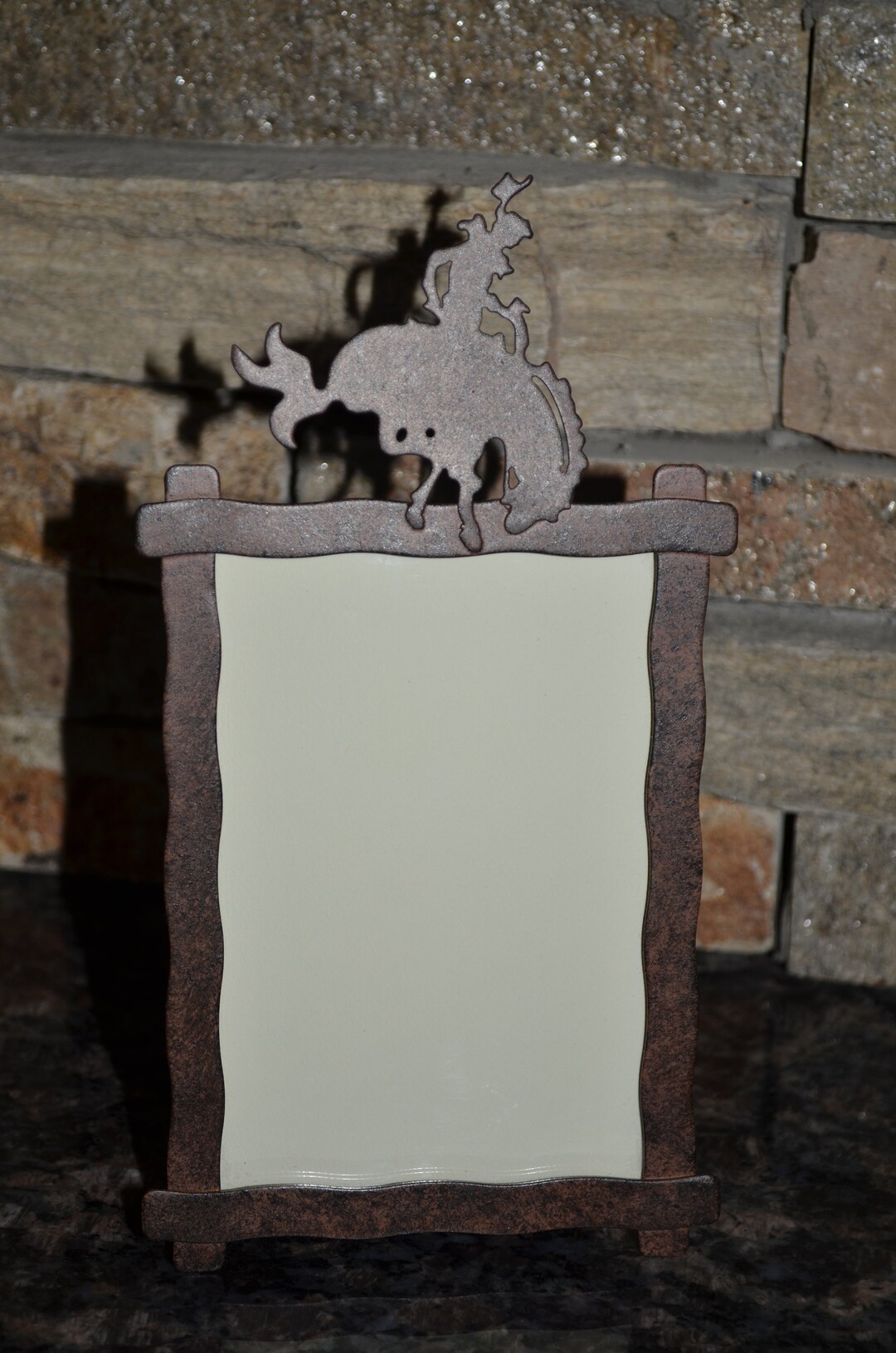 Western Metal Picture Frame With Cowboy on A Bucking Bronco - Etsy