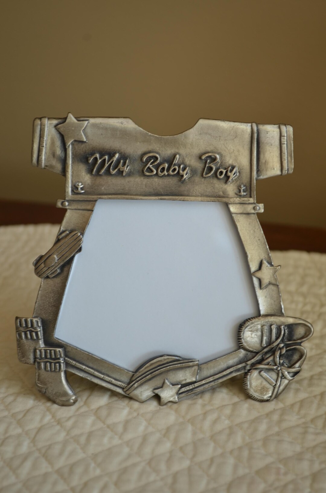 Vintage Pewter Picture Frame, Baby Boy Theme 3x3 - Etsy