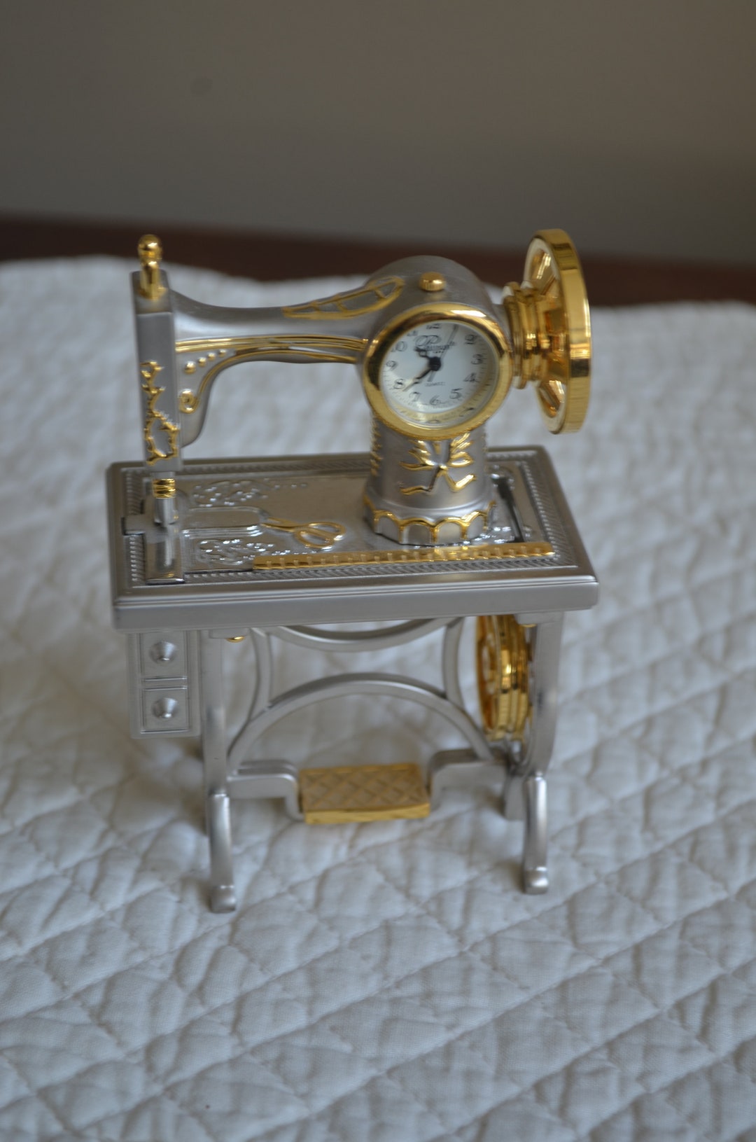 Platinum Miniature Treadle Sewing Machine Clock - Etsy