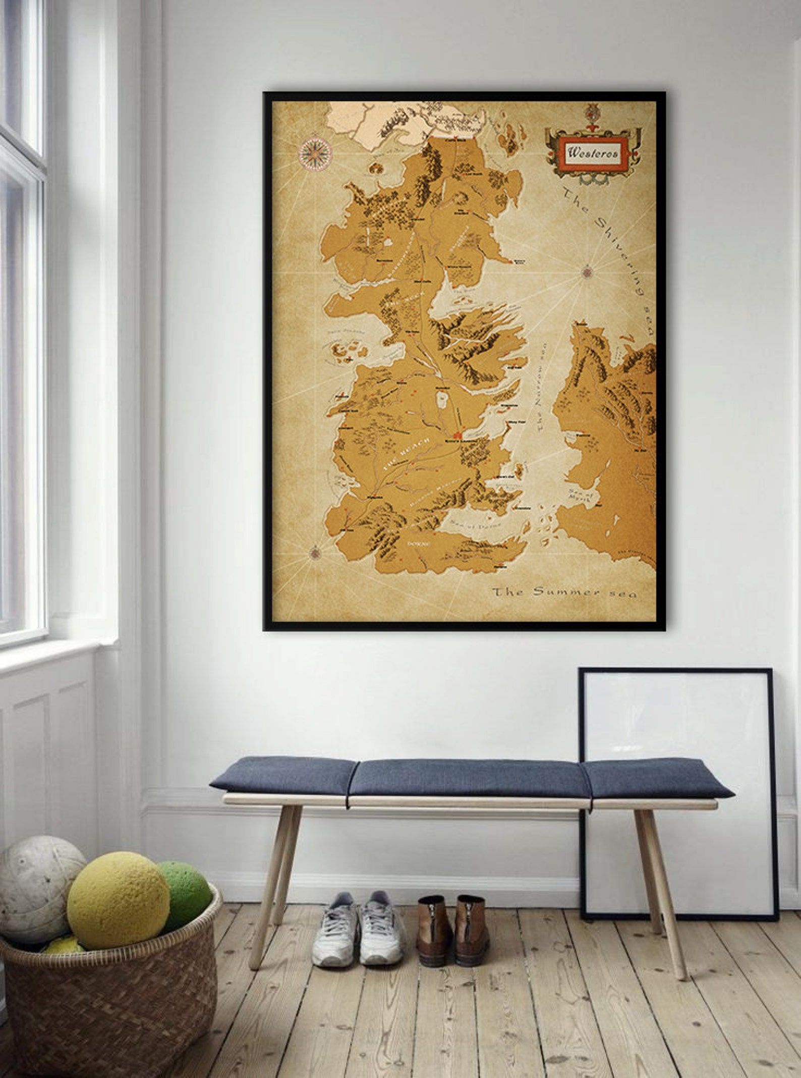 Game of Thrones Map Game of Thrones Gift Westeros Map Poster Print Game ...
