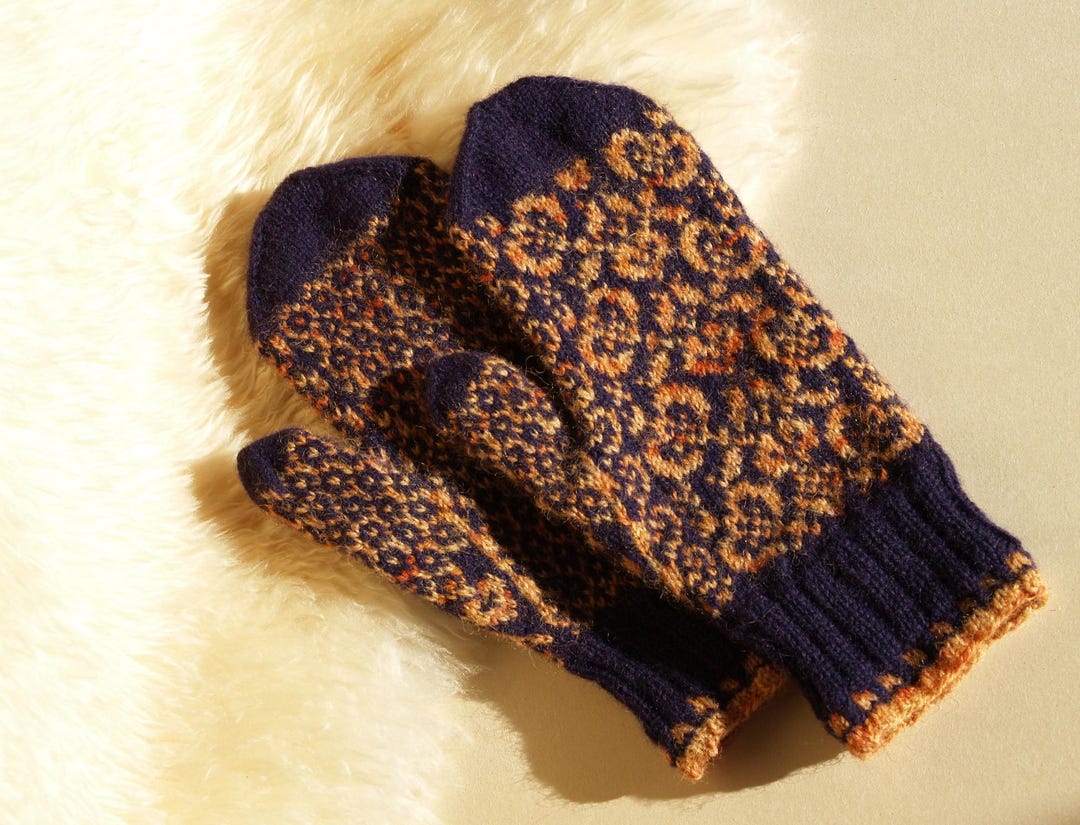Mitten Knitting Pattern Mitten Pattern Fair-isle Pattern Women Mittens ...