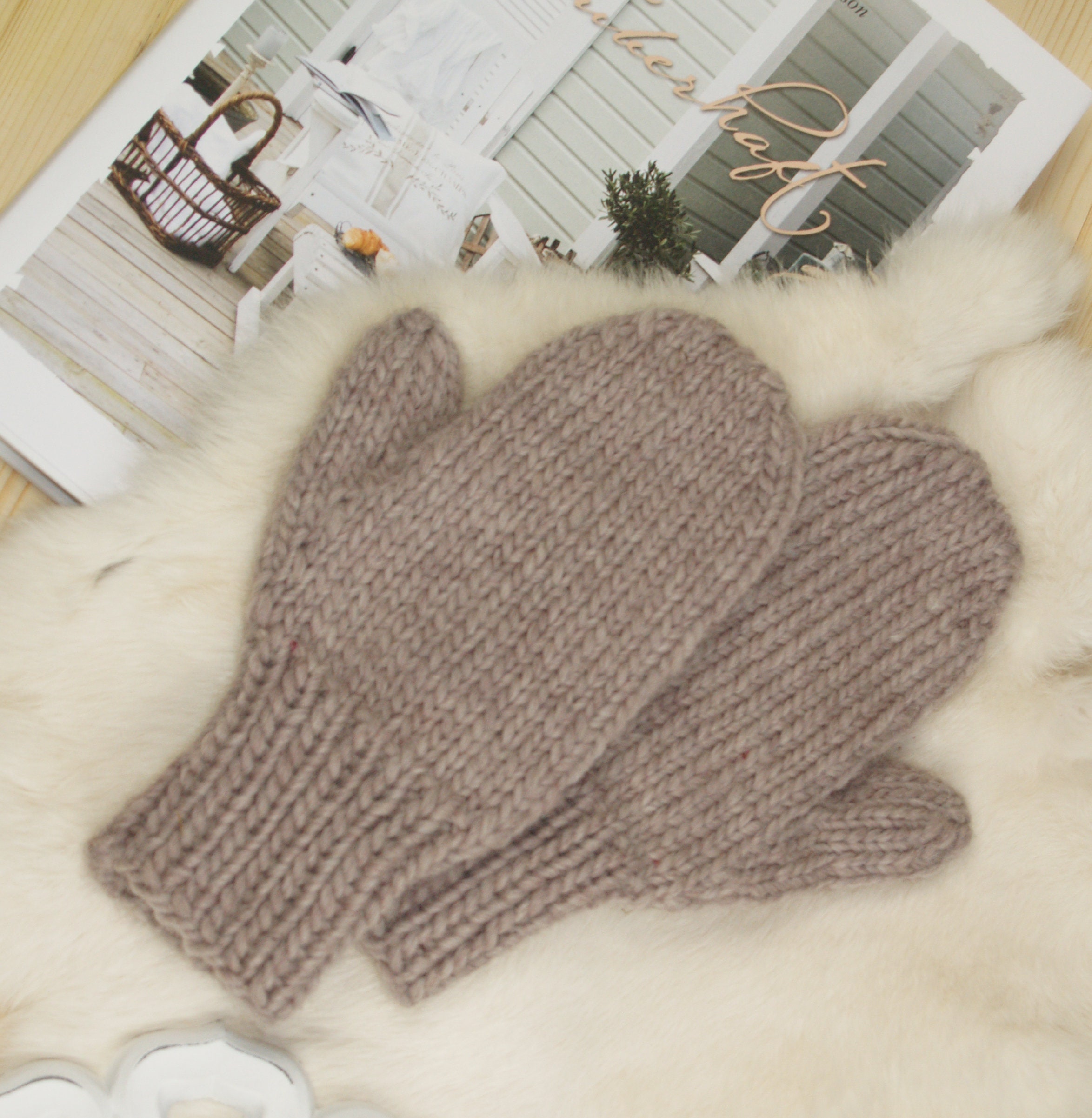 Adult Child Mitten Knitting Pattern Chunky Bulky Mitts Adult Kids ...