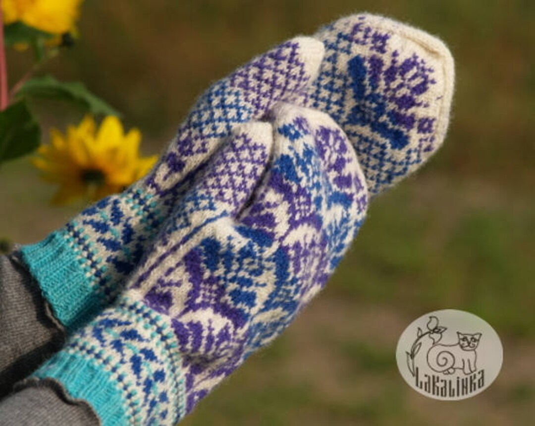 Mitten Knitting Pattern Mitten Pattern Fair-isle Pattern Women Mittens ...