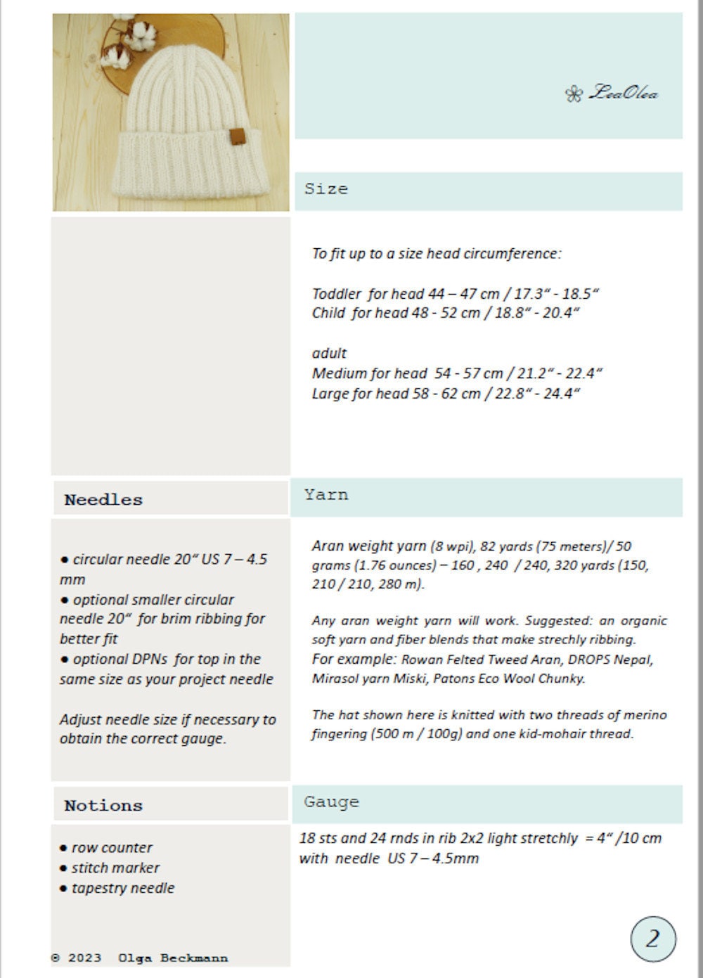 Knitting Pattern Folded Brim Beanie Knit Toque Pattern Adult Child Kids ...