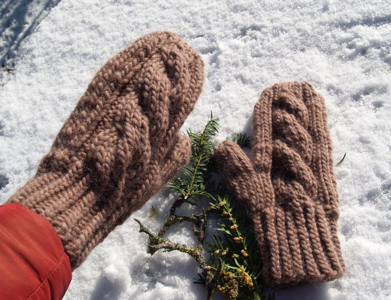 Chunky Bulky Mitten Knitting Pattern - Cable Mittens - Adult Mitten ...
