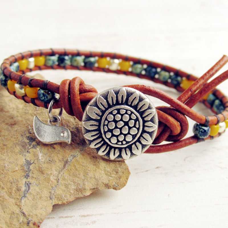 Sunflower Bracelet - Etsy