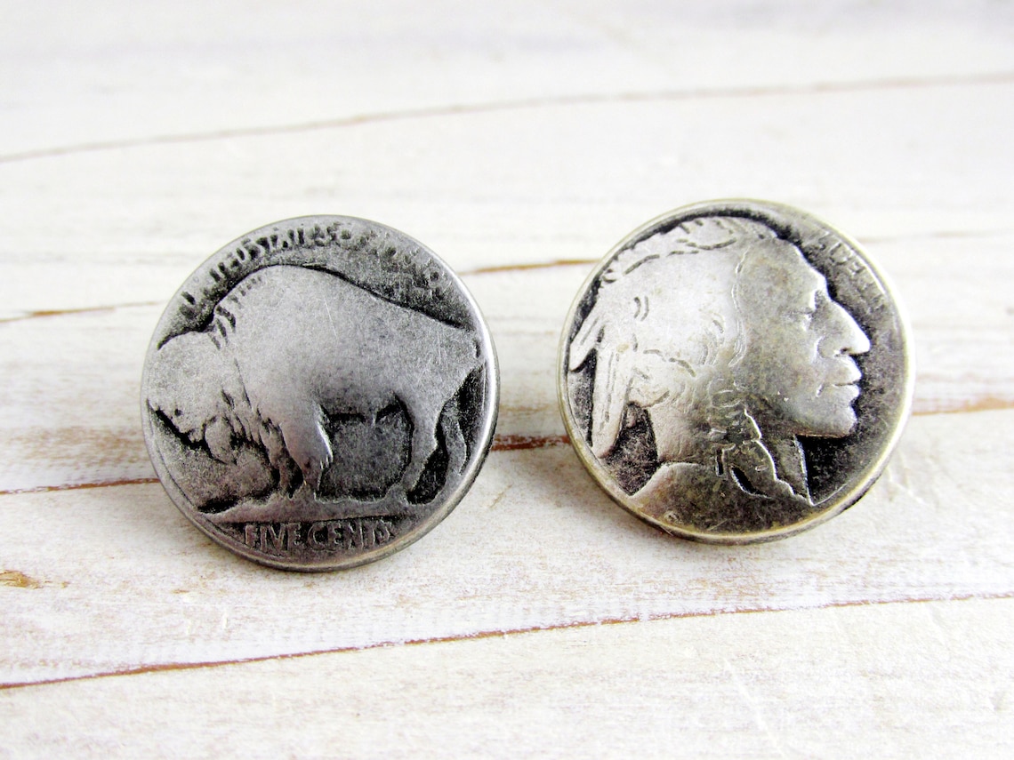 Indian Head Nickel Button and Leather Wrap Bracelet With - Etsy