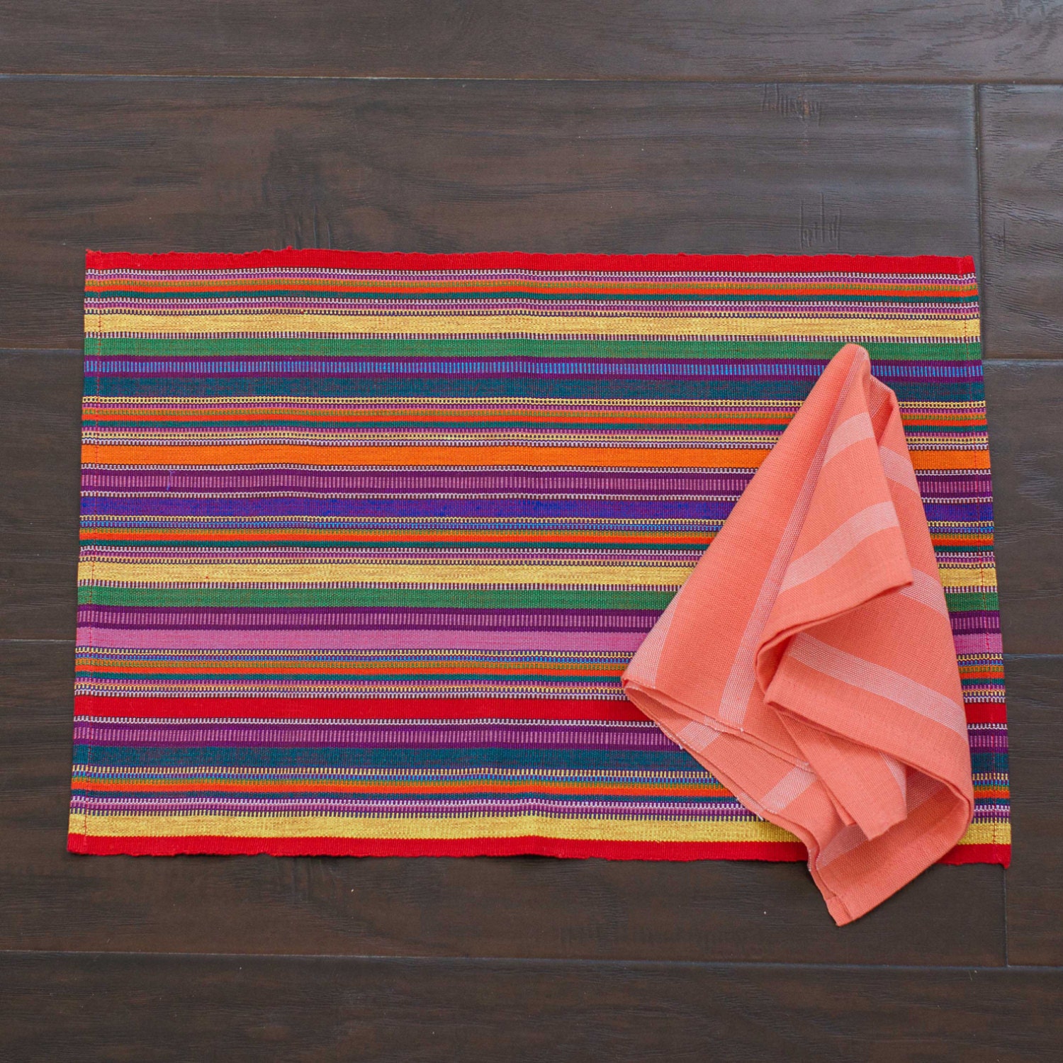 Handwoven Placemats, Set 4, Multi Color 'fiesta' Stripes, Fair Trade ...