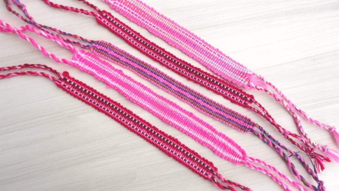 SALE Set of 5, Pink Friendship Thread Bracelets, Breast Cancer Walk ...