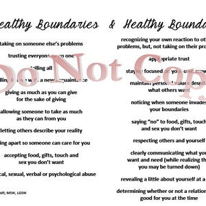 Healthy & Unhealthy Boundaries Skills Worksheet - Etsy