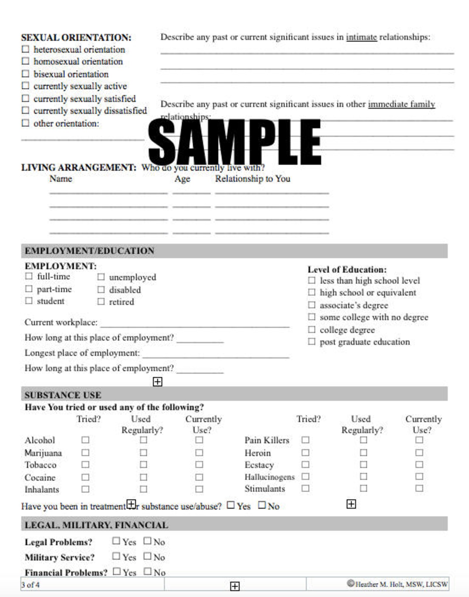 Mental Health Intake Form Diagnostic Assessment Etsy