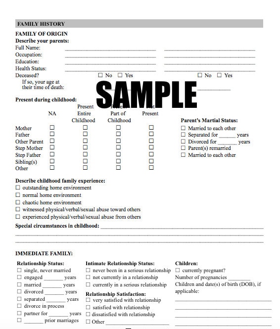 Mental Health Intake Form / Diagnostic Assessment - Etsy