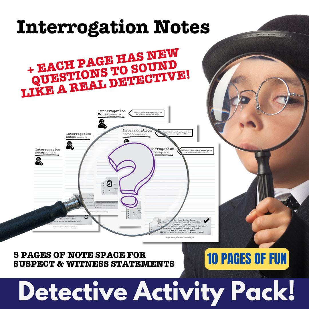 Detective Activity Pack- Forms, Notes, Prompts, and More for Solving ...