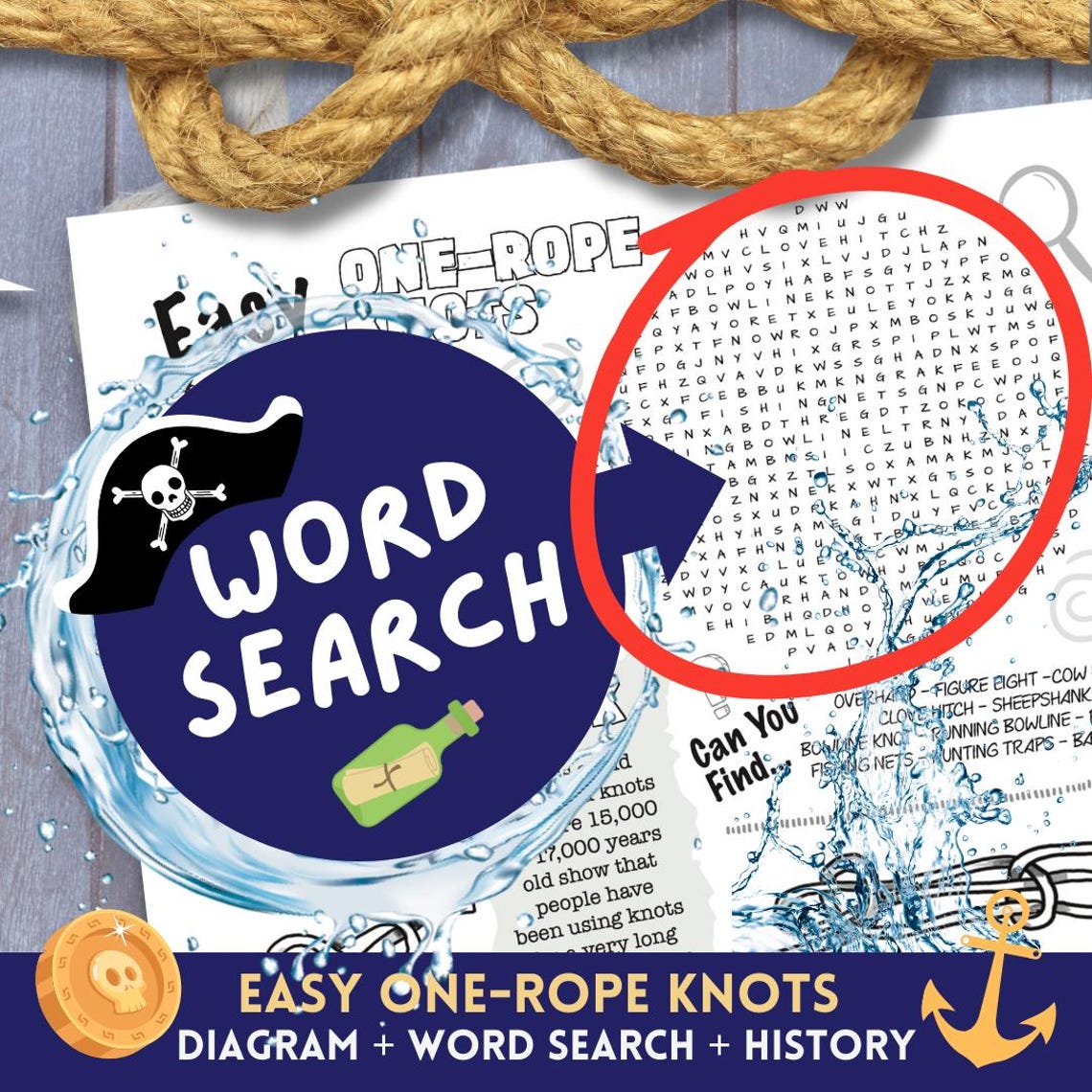 Easy One-rope Knots - Diagram + Word Search + History - Etsy