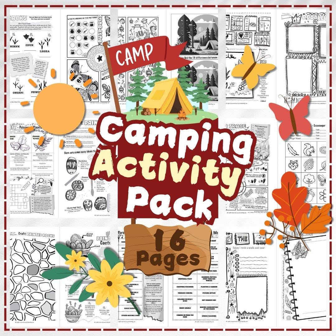 Camping Activity Pack - 16 Pages of Games + Info + Crafts + More! - Etsy