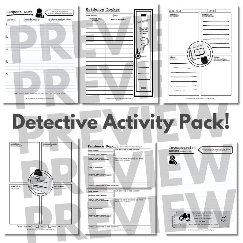 Detective Activity Pack- Forms, Notes, Prompts, and More for Solving ...