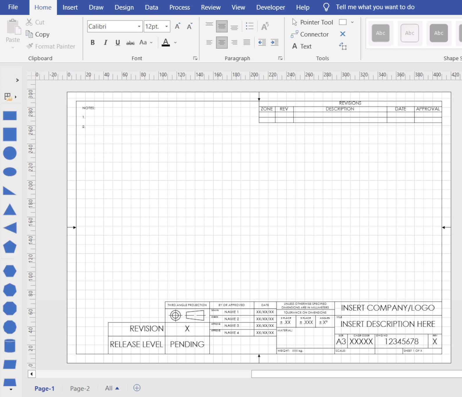 ISO A1 A2 A3 A4 Visio Format Drafting Title Block Template Package ...