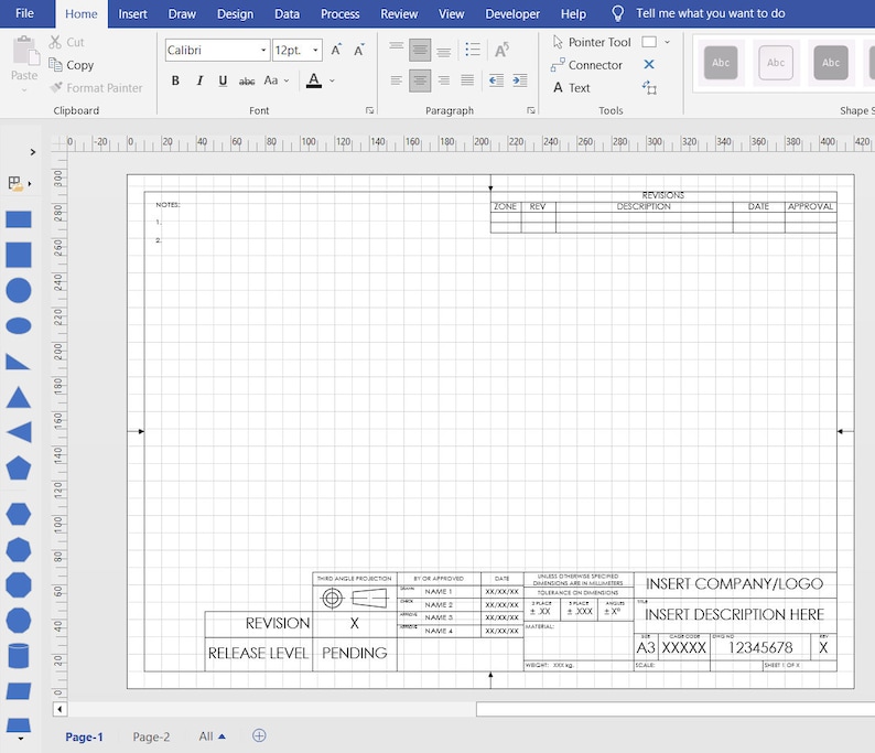 Visio Package Deal, ISO A1 A2 A3 A4 Size Engineering Drafting, Drawing ...