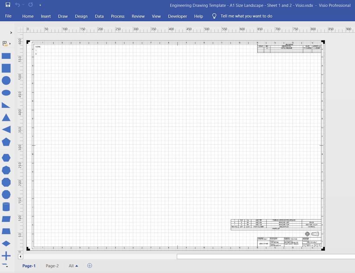ISO A1 Size Visio Format Drafting Title Block Template, ISO 5457/7200 ...